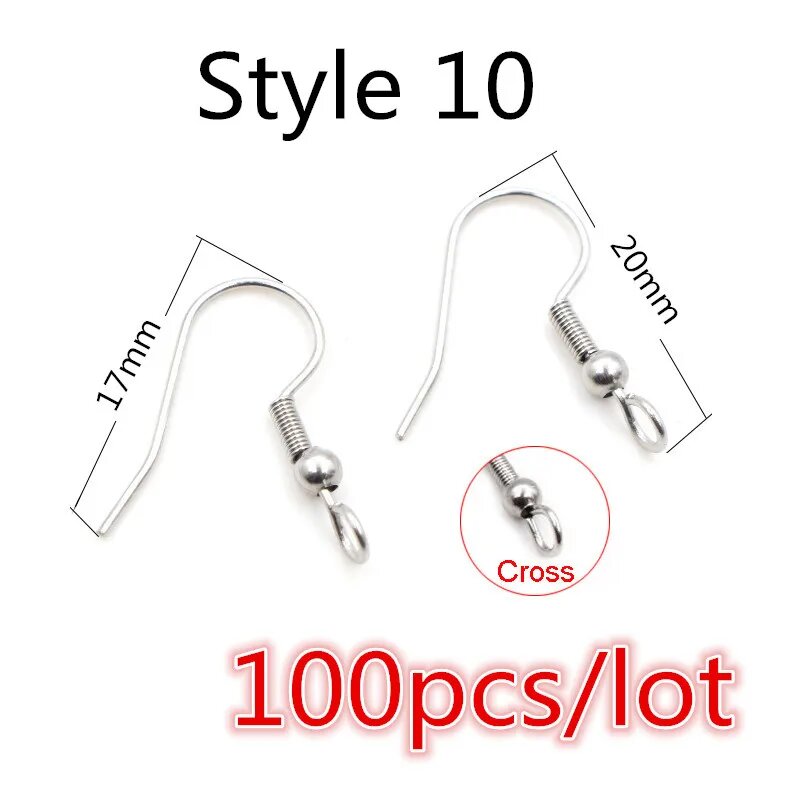Крючки для сережек из нержавеющей стали Cqhcyb Style10 100pcs