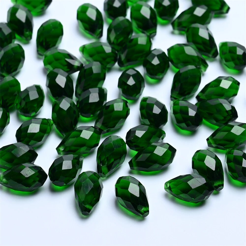 Хрустальные бусины-капли 50 шт. Изумрудный, 5x7mm 50pcs, H209
