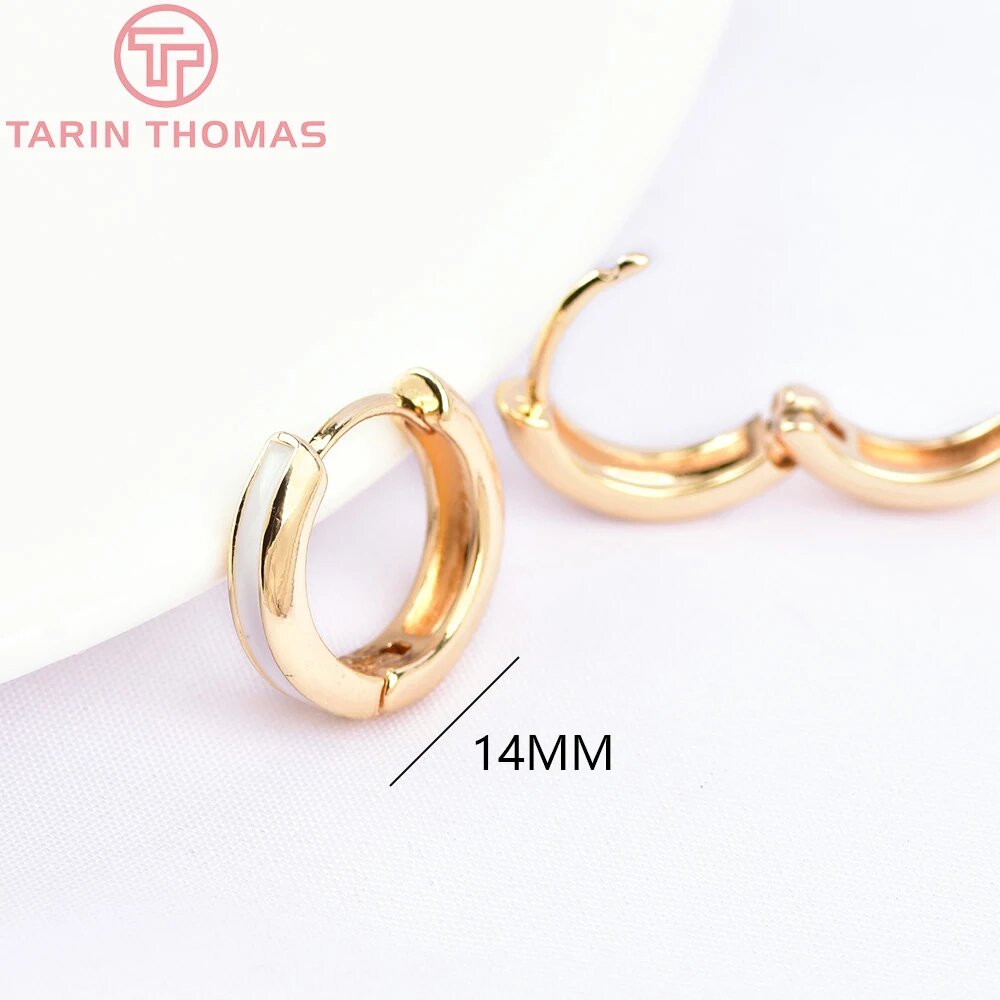 Серьги-кольца TARIN THOMAS, 14 мм, 24K золото, цвет 5903-White Color