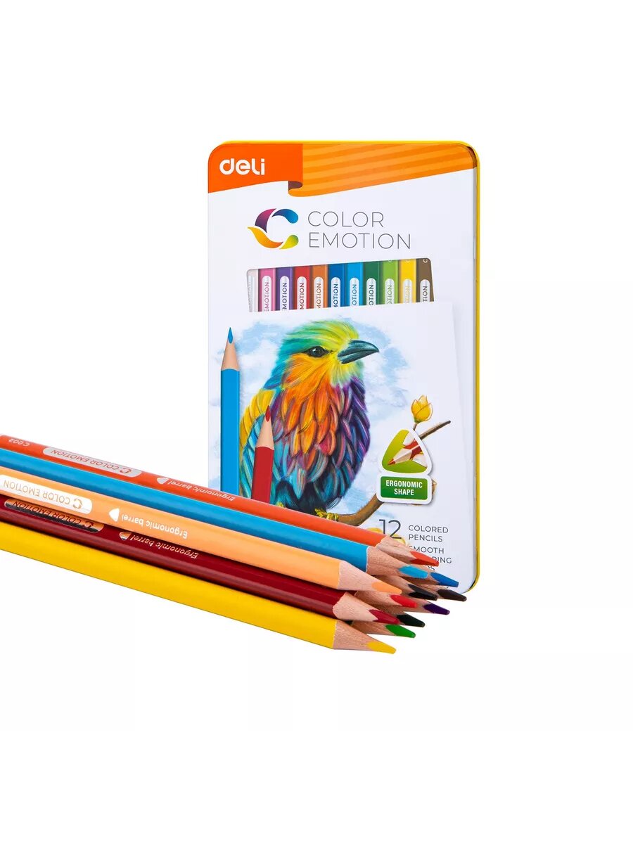 Карандаши цветные Deli EC00205 Color Emotion липа 12 цветов