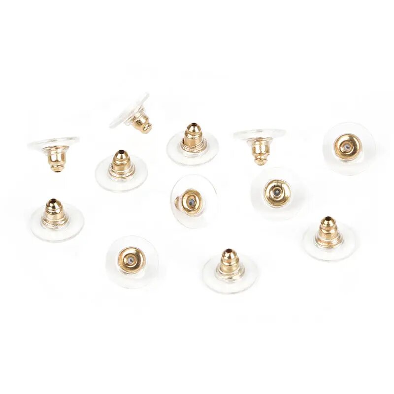 Силиконовые заглушки для сережек, Gold, 50pcs