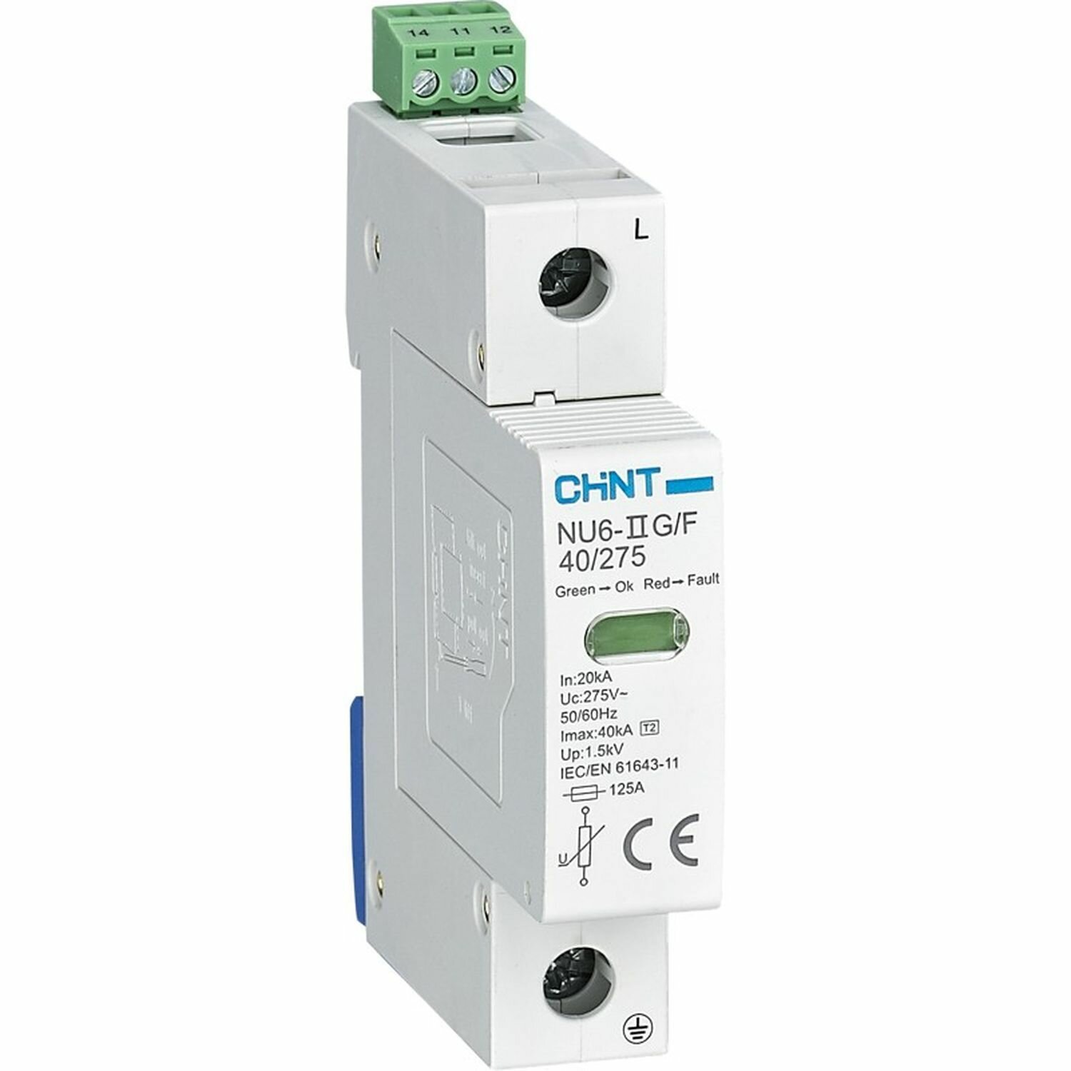 Ограничитель имп. перенапр. NU6-IIG 1P In=15кА Uc=440B Im=40кА (R) Chint - CH-252494