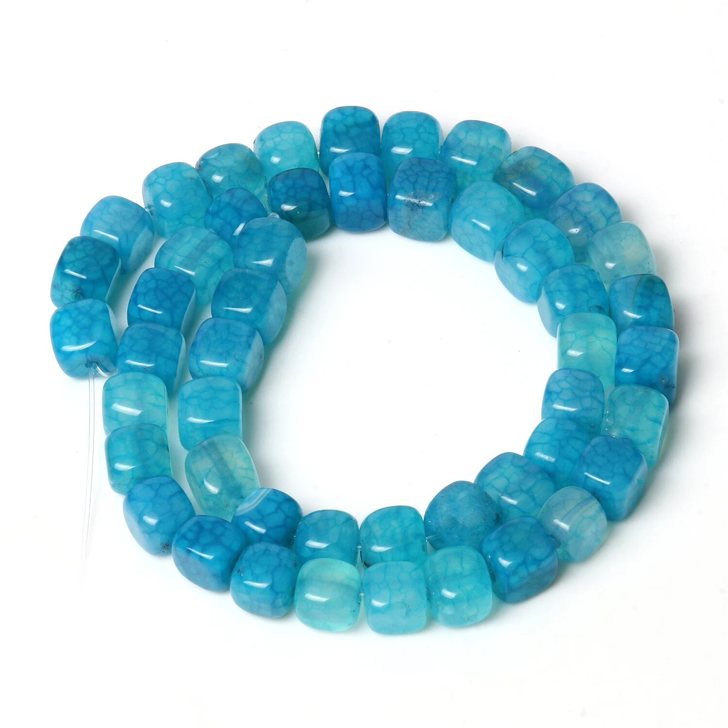 TANANTA Квадратные бусины из агата и турмалина 8мм lake blue agates