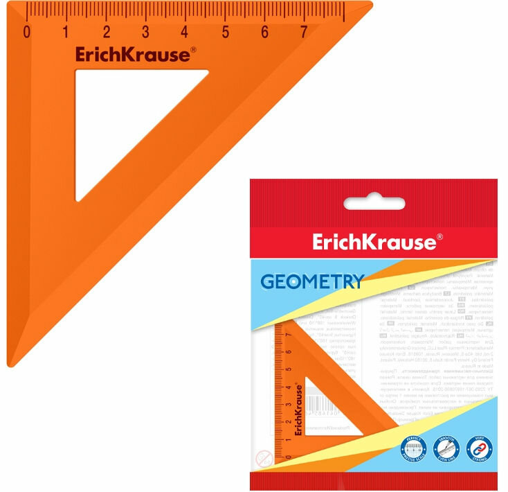 Угольник пластиковый ErichKrause Neon Solid, 45/7см,
