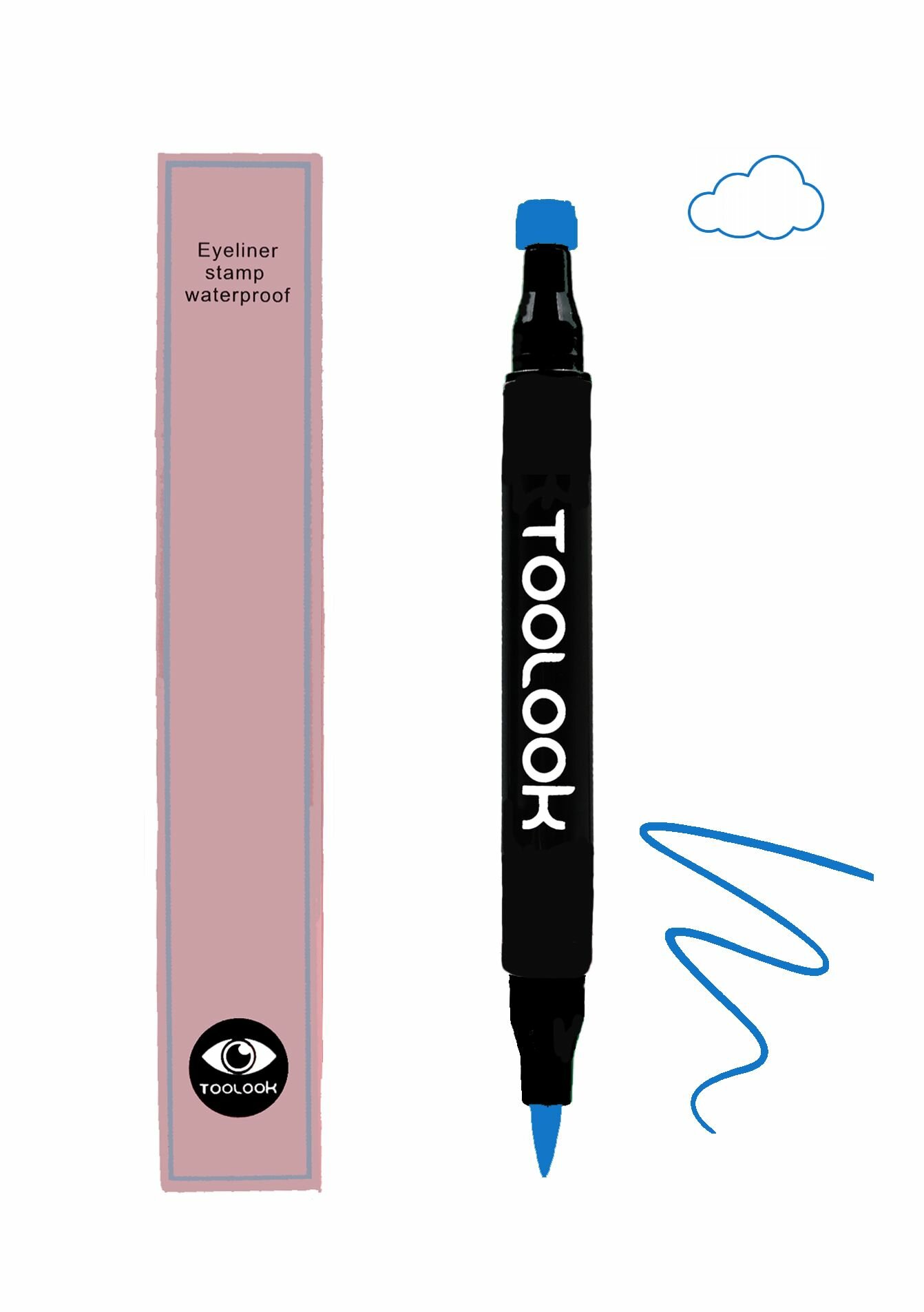 TooLook Цветная подводка фломастер для глаз со штампом Облако №18 голубая