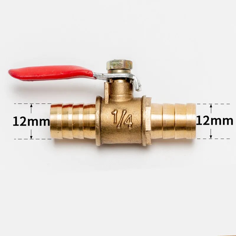 Латунный шаровой кран 1/4" для шланга 6-12 мм, цвет 12mm