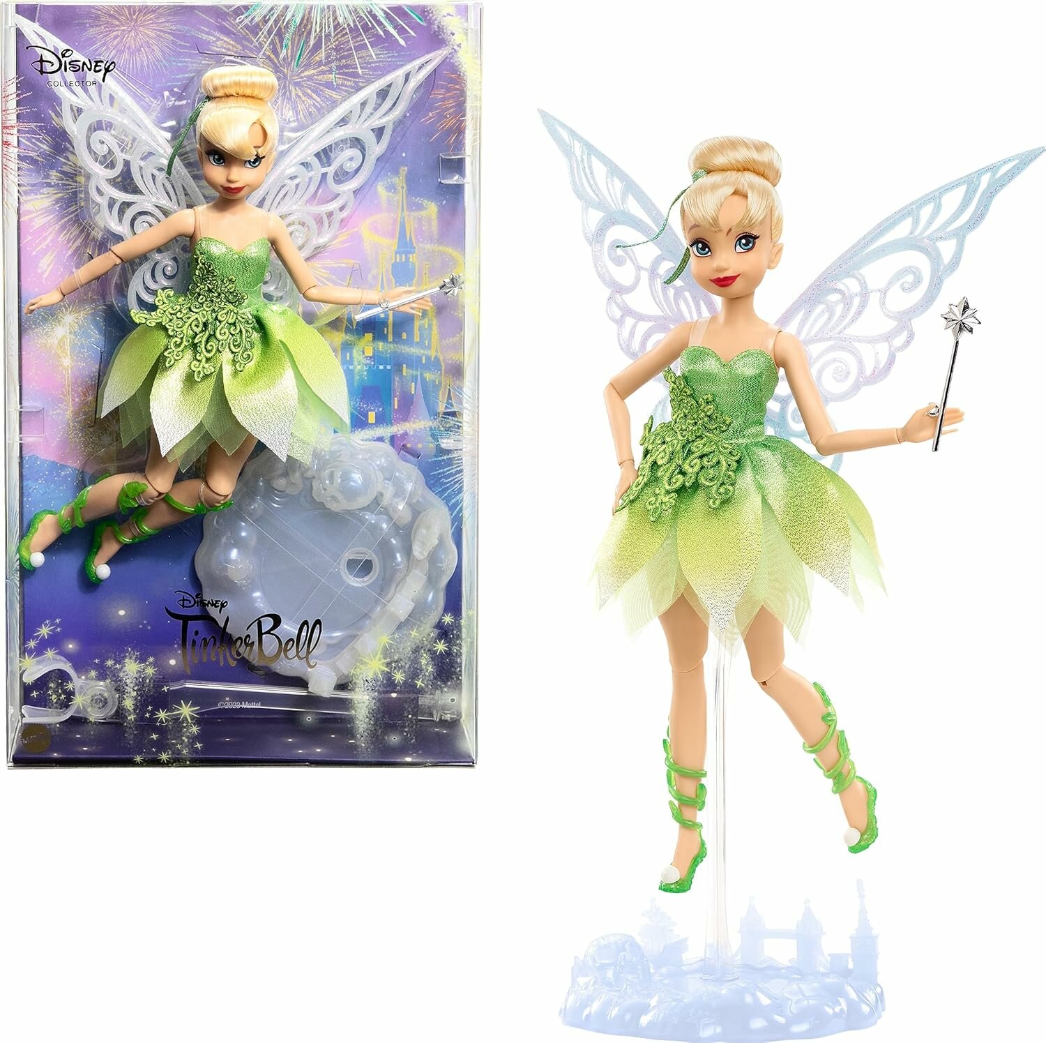 Коллекционная кукла Mattel Disney Tinker Bell к 100-летию, вдохновленная Питером Пэном, с блестящими деталями и подвижными крыльями для непревзойденного веселья в игре и демонстрации HLX67