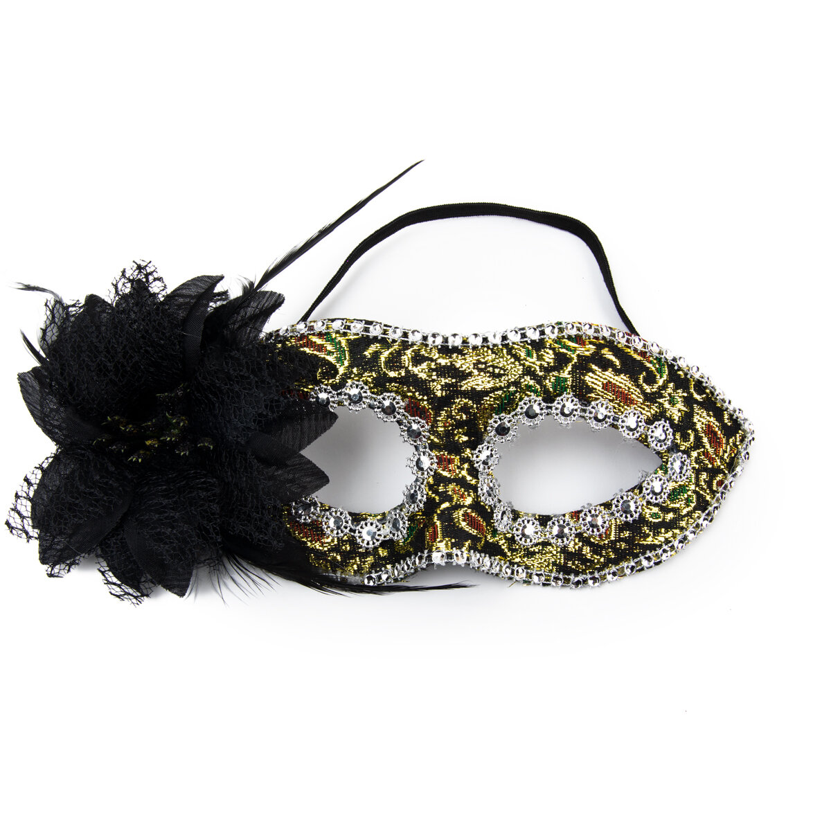 BOOMZEE PBZ-80-PW76 Маска карнавальная 02_черная с цветком гобелен для вечеринок