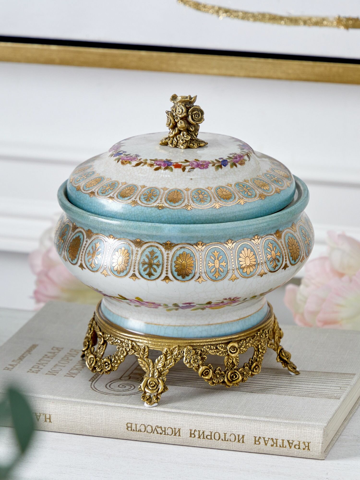 31G2637/J937HC/LD3002 Шкатулка 17х17х20см, Фарфор, бронза, Glasar
