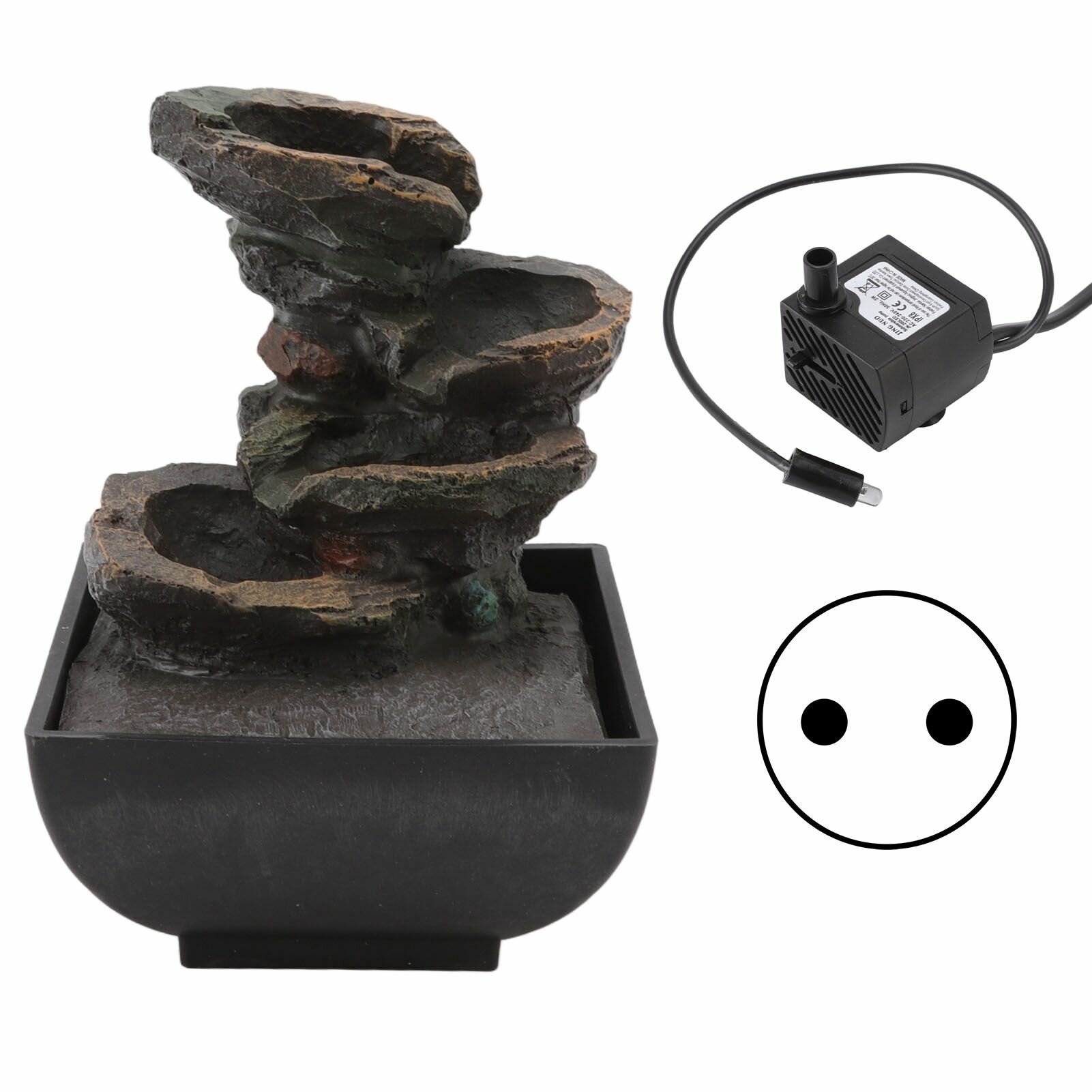 Настольный фонтан из прочной смолы, 4 уровня, светодиодный светильник, водопад, звуковой настольный фонтан для домашнего офиса, отеля, вилка европейского стандарта, 220 В