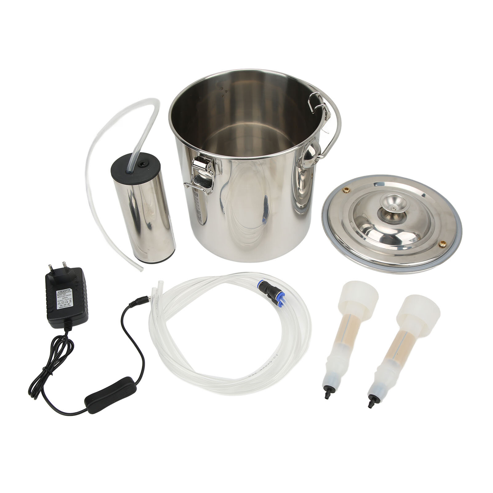 Доильный аппарат для коз, 7 л, с ведром из нержавеющей стали 304 для крупного рогатого скота, овец, вилка 100‑240VEU