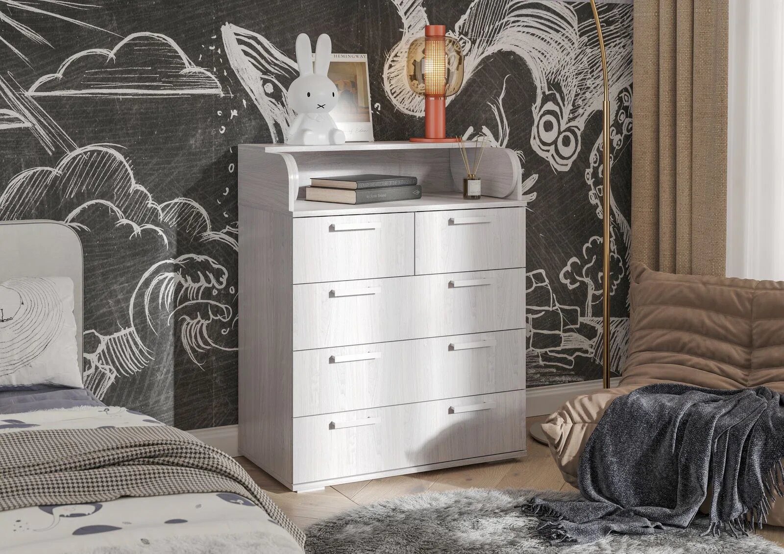 Комод К-1 М с пеленальным столиком, ЛДСП, анкор (800х460х1004)