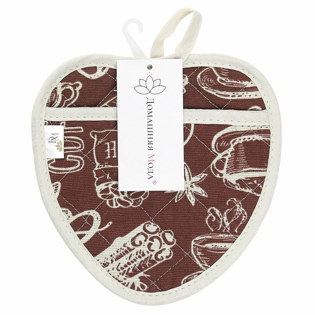 Прихватка Домашняя Мода "Эспрессо", вид 1, Клубника, 20х20 см, рогожка 171 г/м2, хлопок 100%, наполнитель ватин