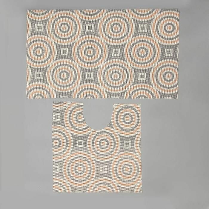 Набор ковриков для ванной и туалета Вилина "Круги", 2 шт, 50х52, 50х85 см (6708362)