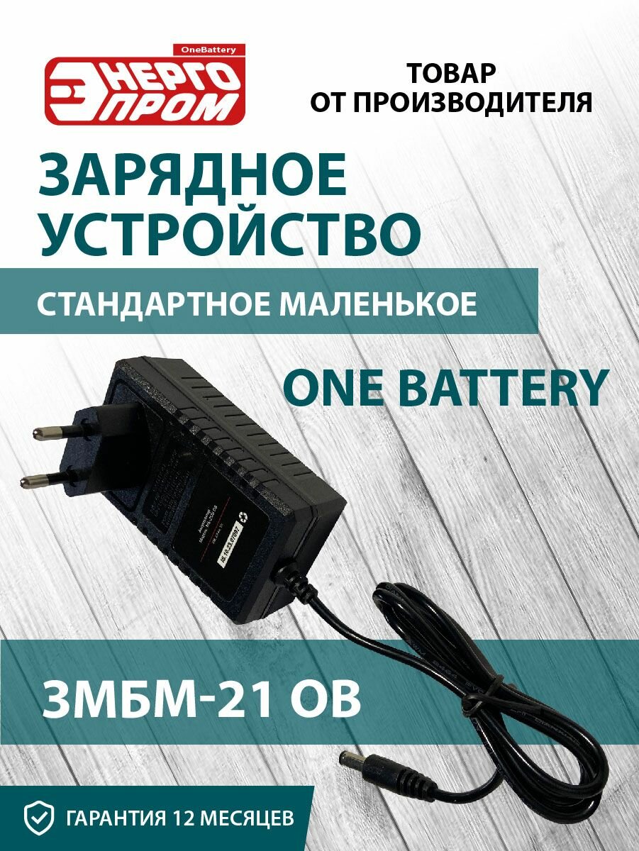 Зарядное устройство стандартное маленькое "Энергопром One Battery" ЗМБМ-21 OB, 21В, 4.0Aч