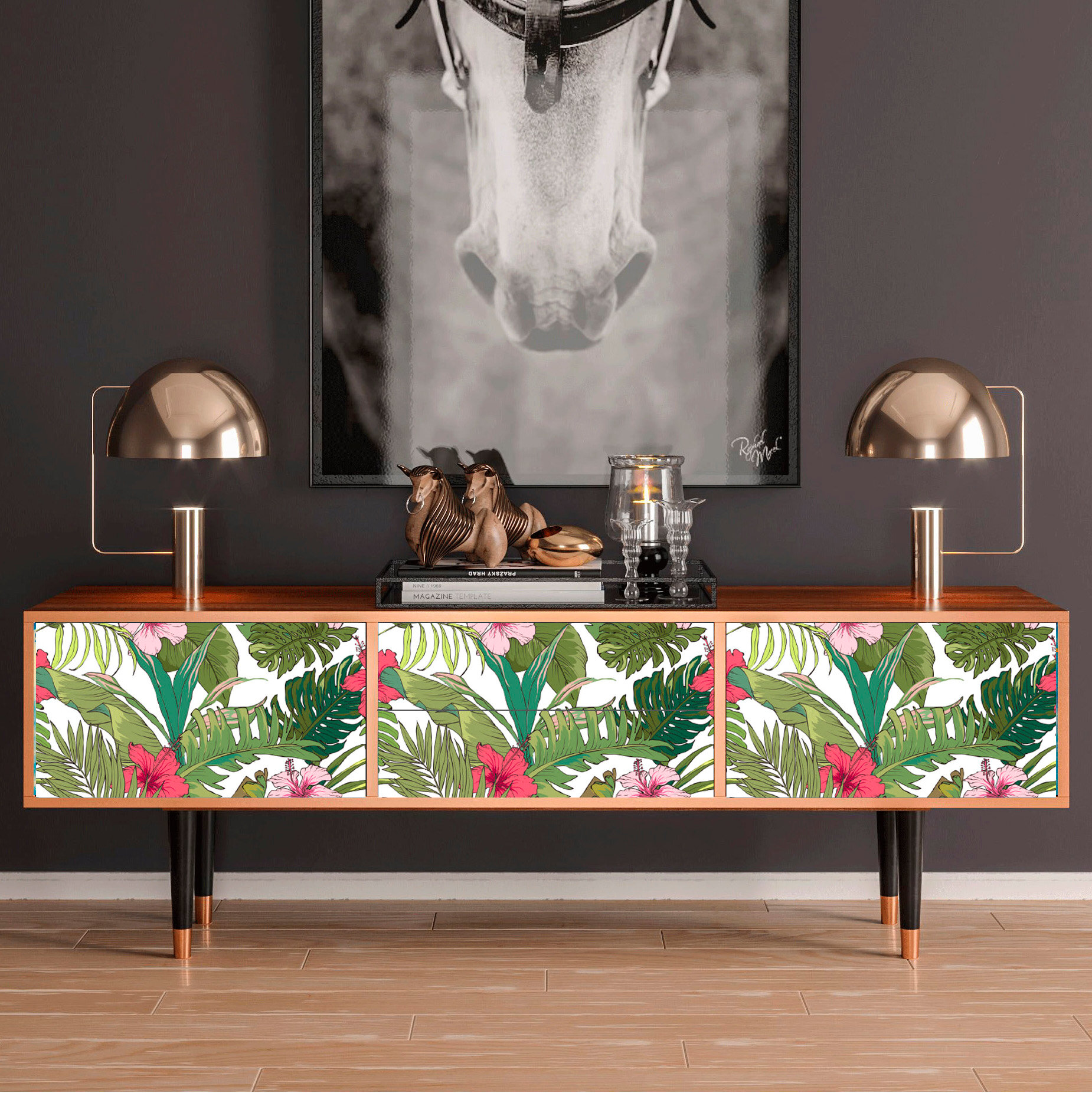 ТВ-Тумба - STORYZ - T4 Verdant Tropics, Размер - 170 x 59 x 48 см, Цвет корпуса - , Орех