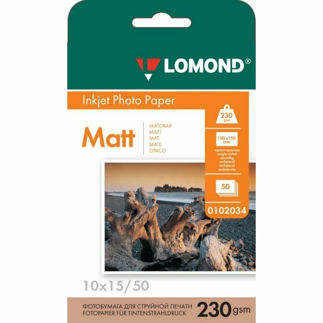 Фотобумага Lomond 0102034 10x15/230г/м2/50л./белый матовое для струйной печати