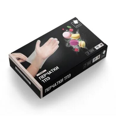 Перчатки ТПЭ, (4 гр), прозрачные, M, 100 шт/уп, А. Д. М. (2 упаковки)