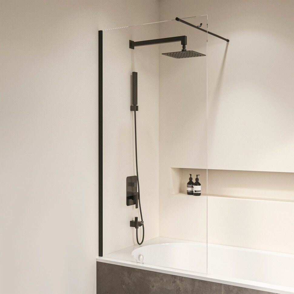 Шторка для ванны RGW "Screens" SC-050B, черное стекло, 600 мм