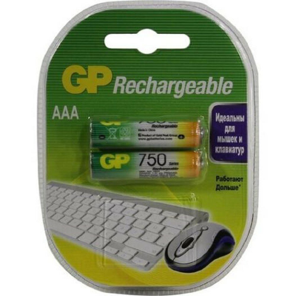 Gp Аккумулятор ReEnergy 75AAAHC AA, емкость 750 мАч 75AAAHCRGY-2CRCB2 2 шт. в уп-ке аккумулятор 75AAAHCRGY-2CRCB2