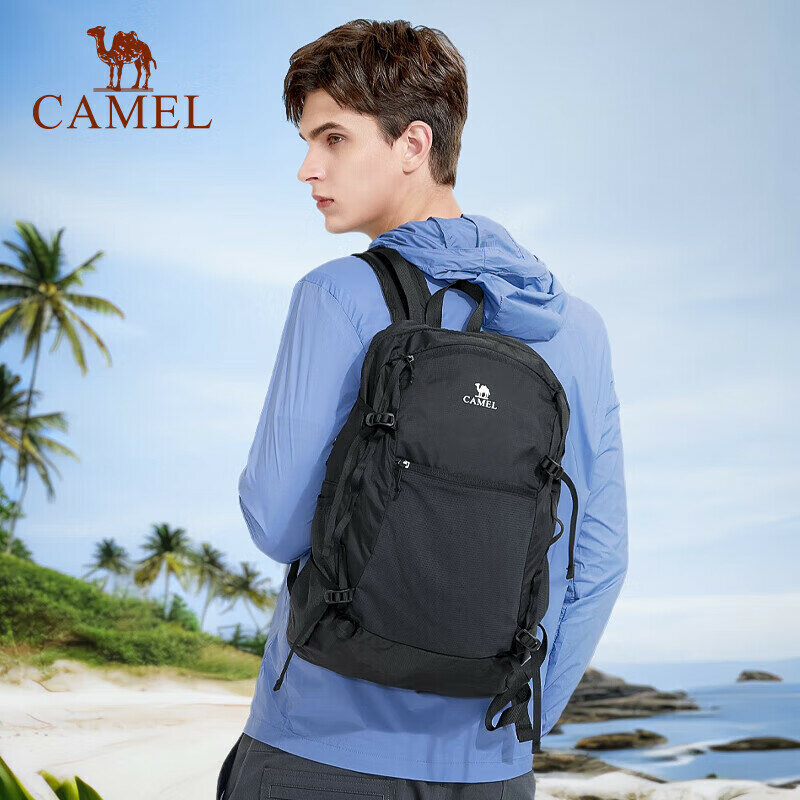 Рюкзак CAMEL, Backpack Casual Lightweight Foldable Backpack Hiking And Tra, большая вместимость, для путешествий, для активного отдыха, городской, повседневный, лёгкий, песочный/черный