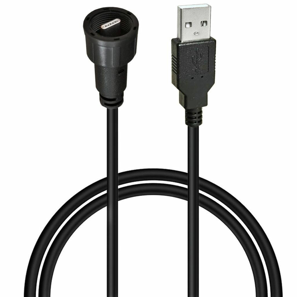 Комплект для подключения питания, Водонепроницаемый USB Type C соединительный кабель с резьбой - 1 метр - USB2 AMC
