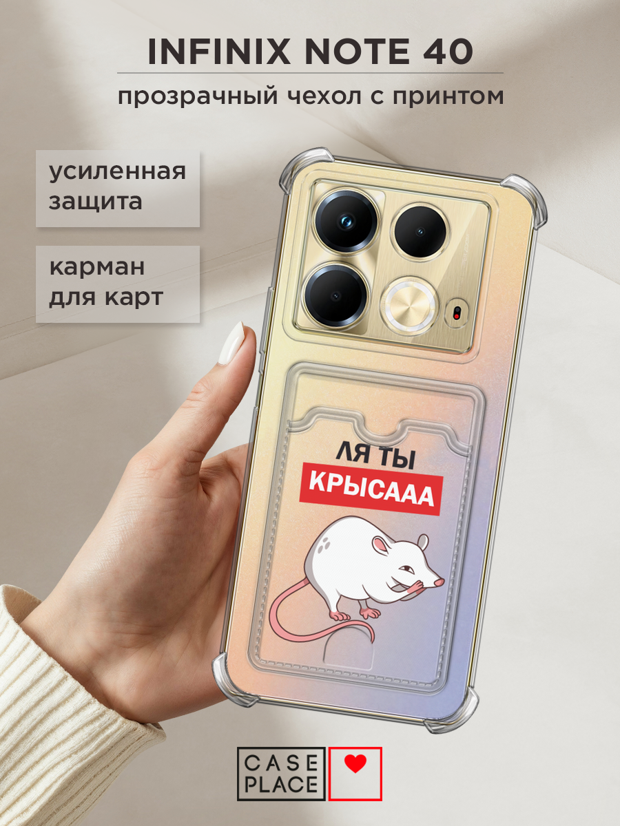 Чехол на Infinix Note 40 (Инфиникс Нот 40) с картой и принтом Крысааа
