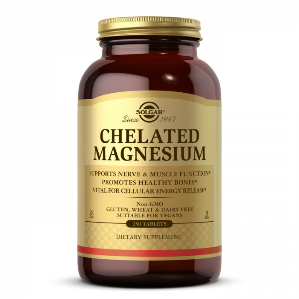 Магний хелат Solgar Chelated Magnesium, 100 мг, 250 таблеток