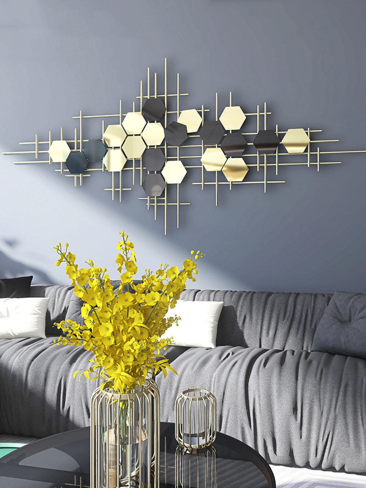 Декоративное панно на стену Два листа, 130х56 см