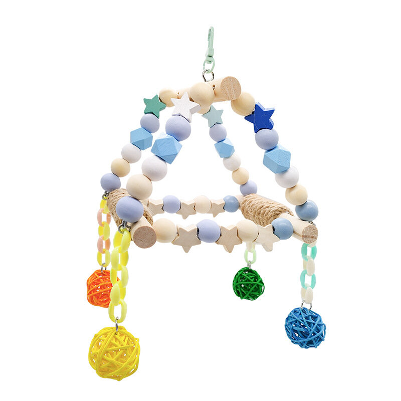 Красочная деревянная подставка для попугая для домашних птиц, игрушка-окунь в клетке из бисера для попугая, кореллы, конуре, зяблика, канарейки, какаду