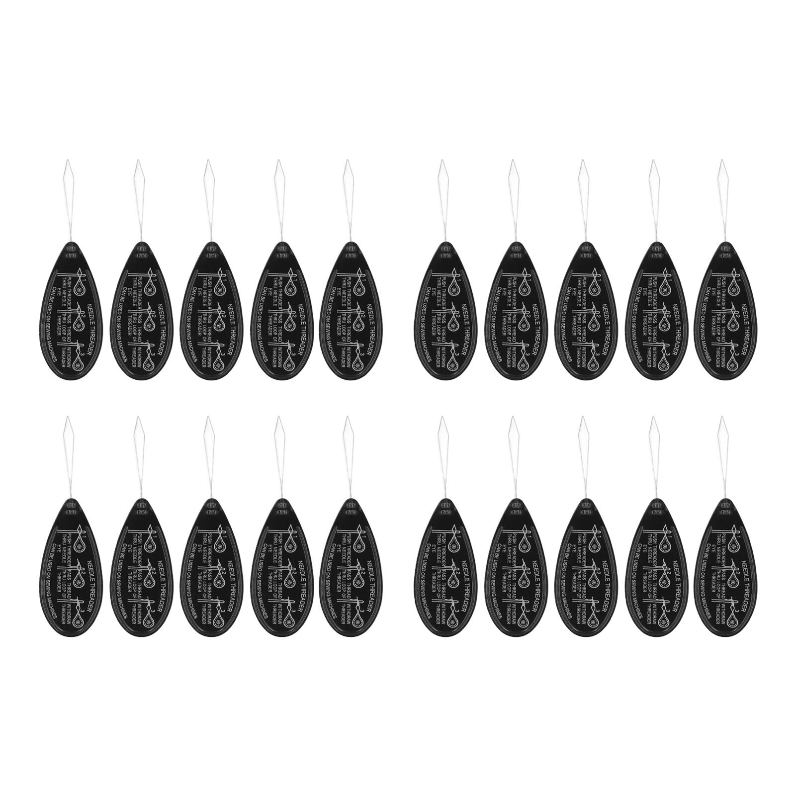 20 шт. черные игольчатые нитевдеватели, надежный и прочный портативный инструмент для вышивания для домашнего использования, пластиковый материал, простой в использовании