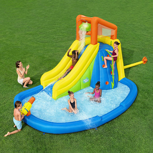 Водный игровой центр с горкой и стеной для скалолазания Mount Splashblast 435*286*267 см, Bestway, 53345/53478