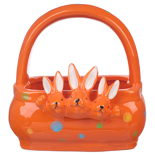 Конфетница Дружные Кролики 15 см оранжевая, Due Esse Christmas, XPA23003211-4