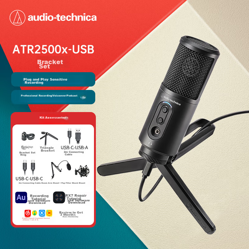 Tiesanjiao ATR2500X-USB, Directional Condenser USB Microphone, for Live Streaming, Karaoke, Recording, And Dubbing