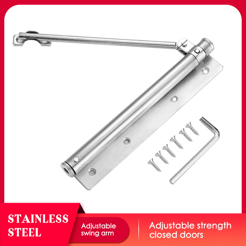 Регулируемый дверной доводчик из нержавеющей стали для деревянных и алюминиевых дверей, автоматическая самозакрывающаяся дверная фурнитура, невидимый пружинный буфер