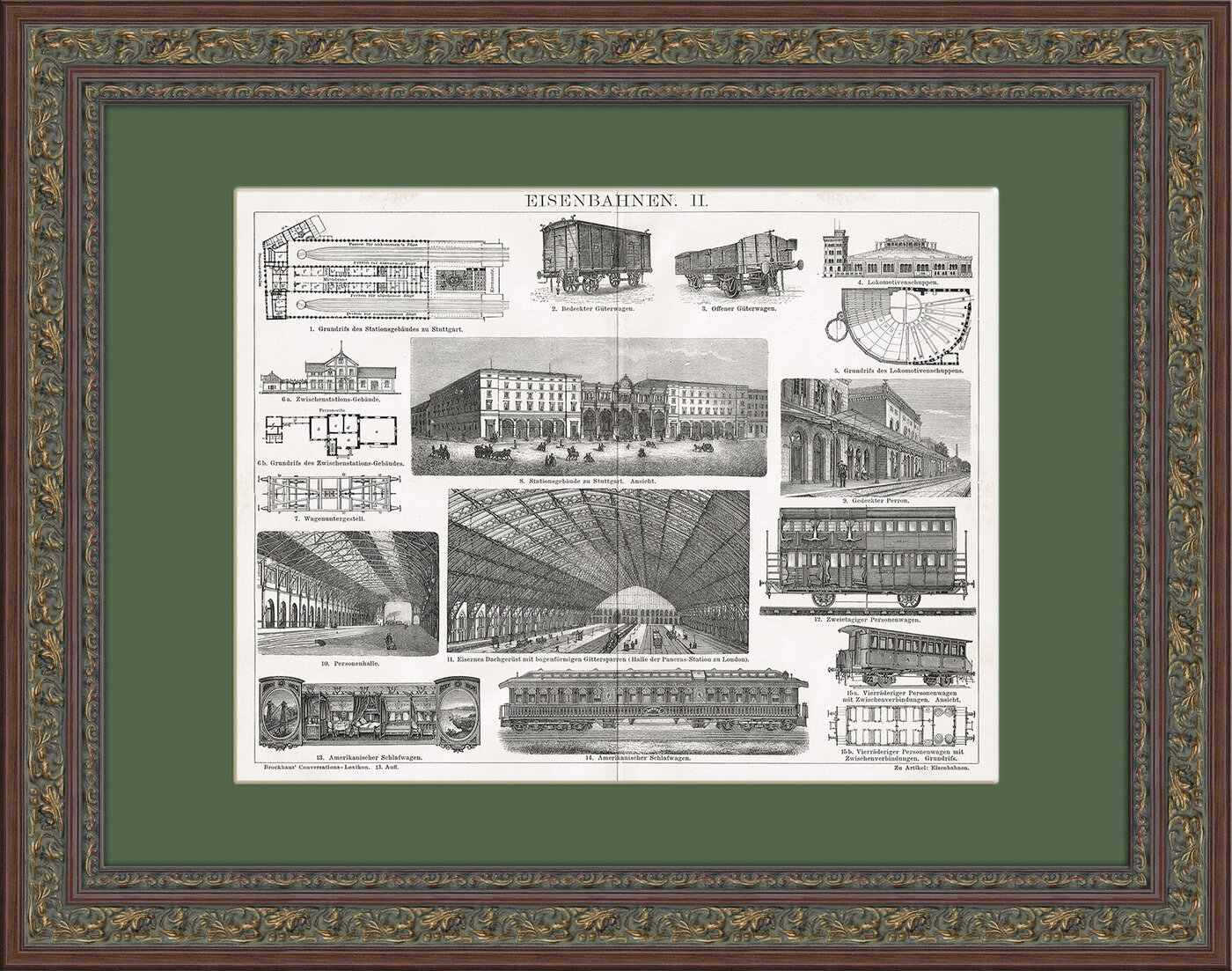 Вокзалы, старинная литография