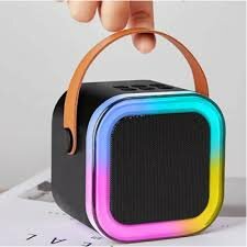 Караоке для детей, Bluetooth колонка + 2 микрофона, 2000 mAh/500 mAh/RGB/AUX/micro SD/USB flesh, Черный, K12