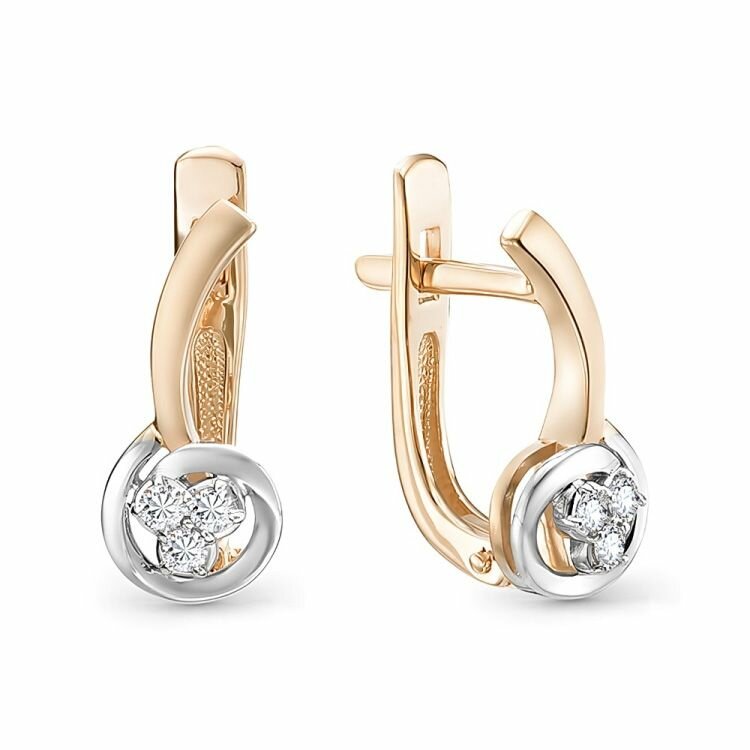 Серьги ОРИЕНТАЛЬ, красное, комбинированное золото, 585 проба, бриллиант