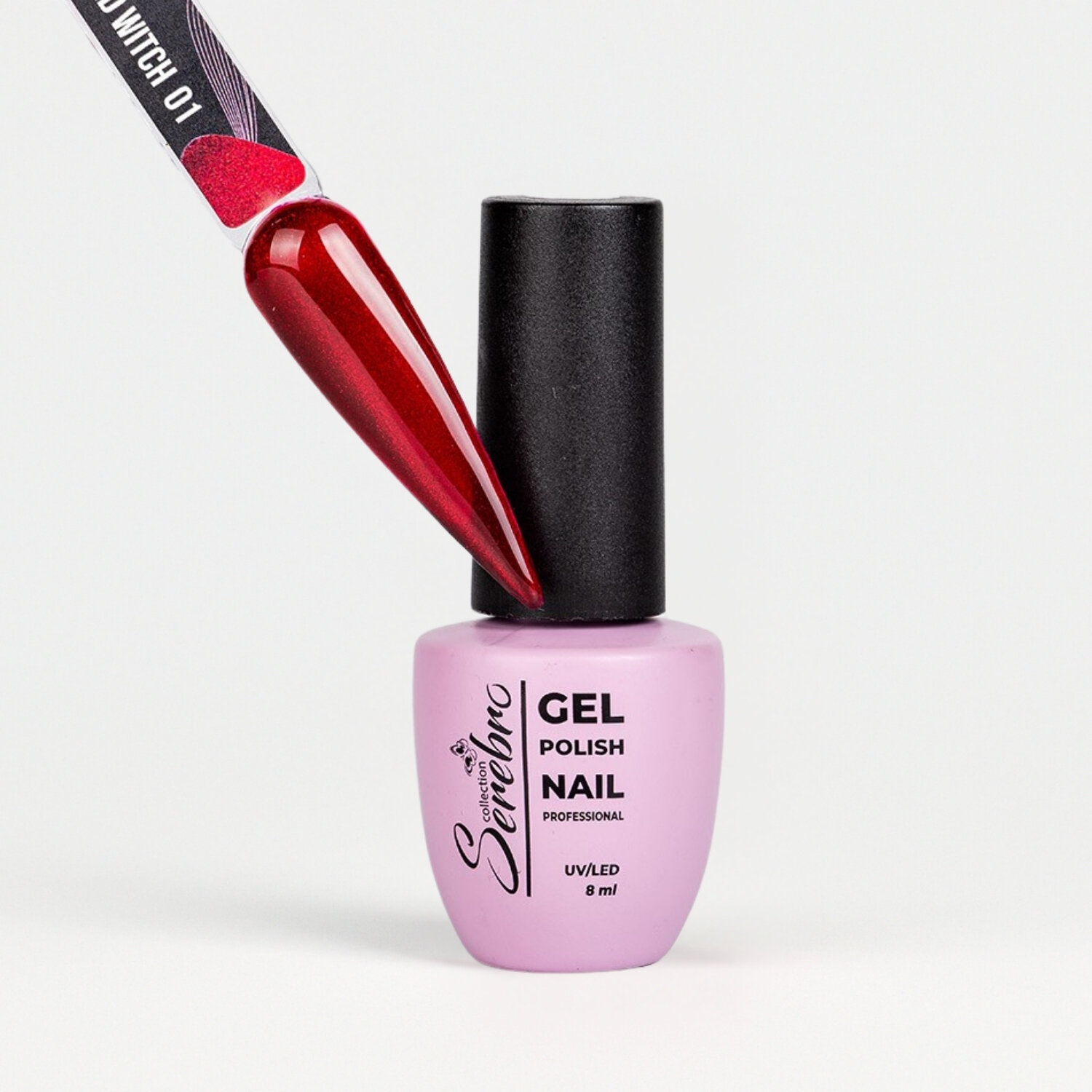 Гель-лак Serebro Red Witch №01 8 мл магнитный, «Кошачий глаз» красный