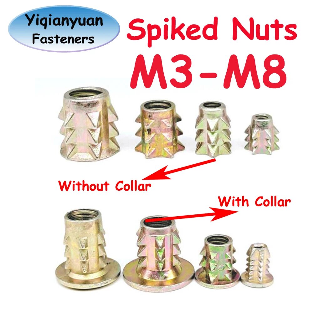 Yiqianyuan оцинкованные гайки с шипами M3 M4 M5 M6 M8 30Pcs M3x8 Collar