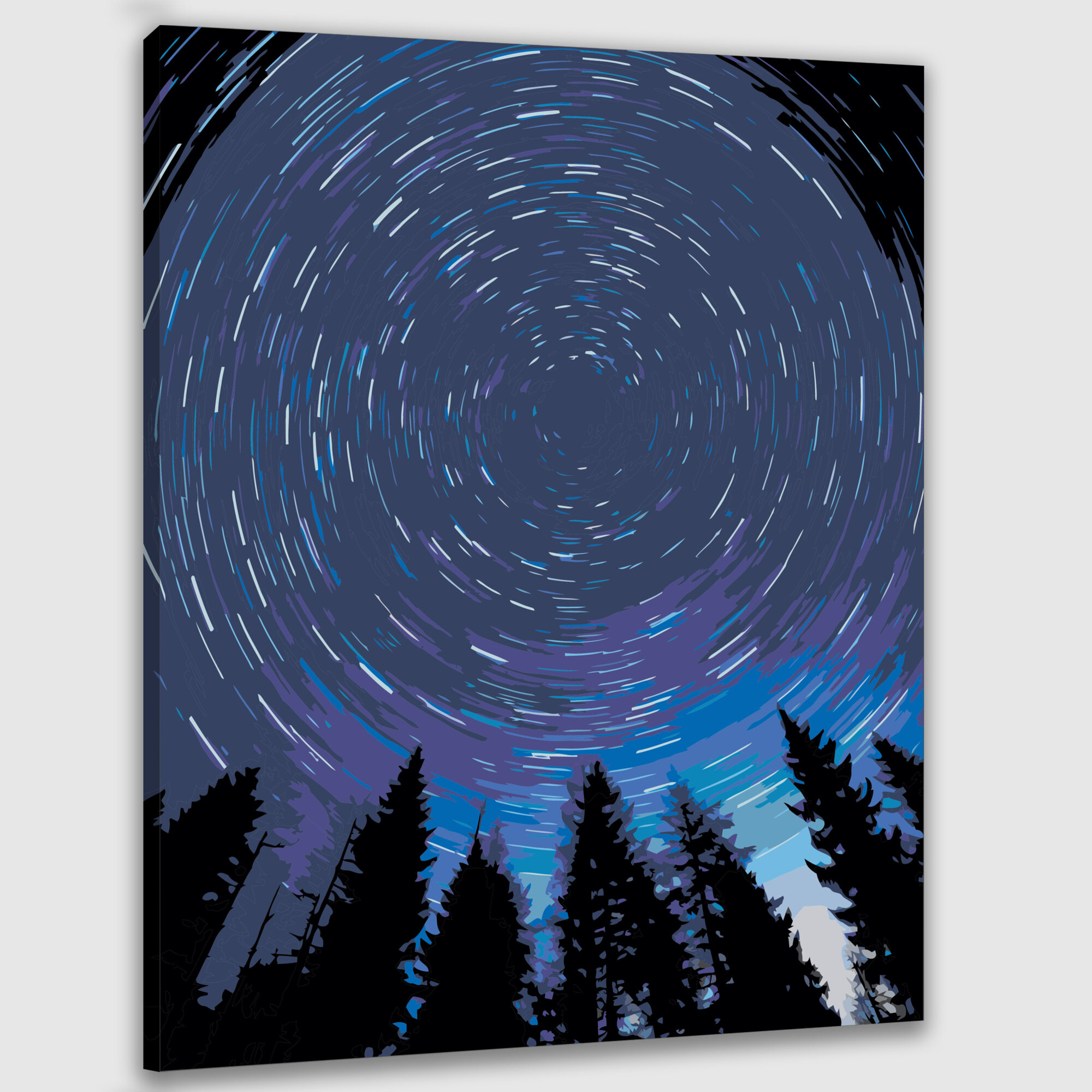 Картина по номерам 40x50 см, звездное ночное небо, фотография, длительная выдержка, узоры, мерцающие огоньки