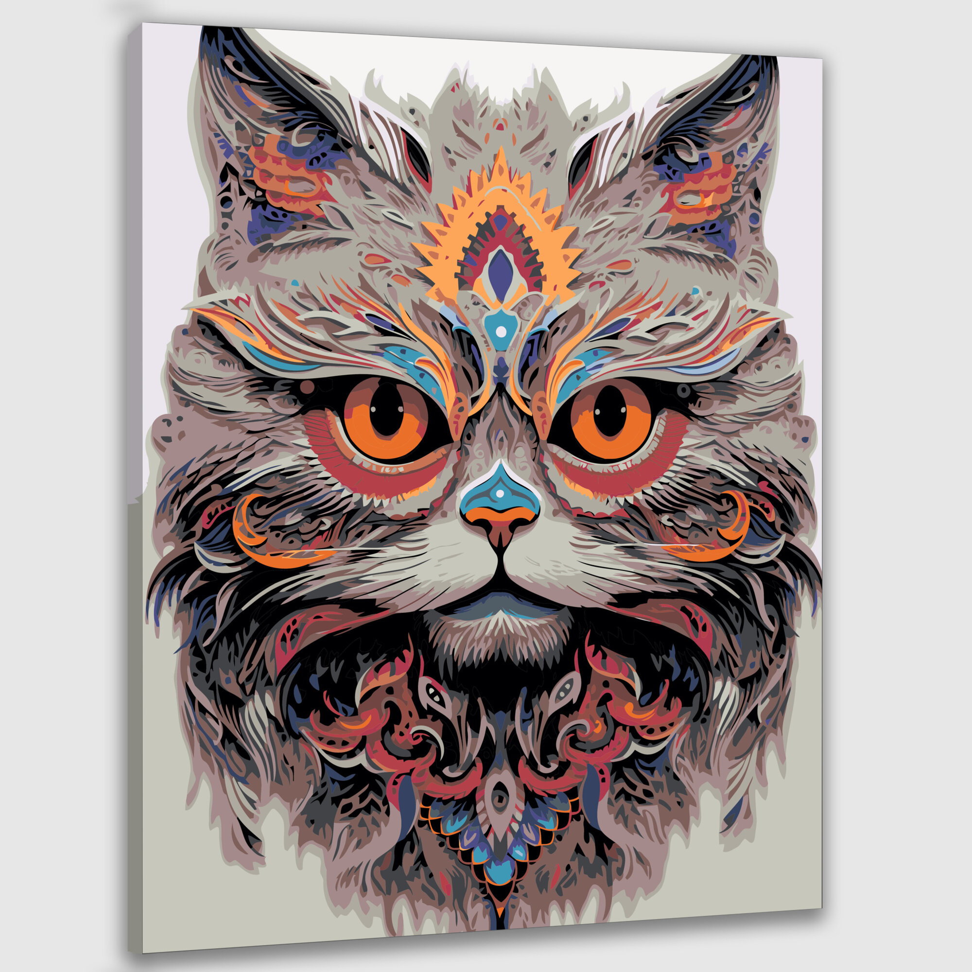 Картина по номерам 40x50 см, Манул, узоры, цвета, рисованные элементы, цифровые элементы, визуальный стиль, реализм