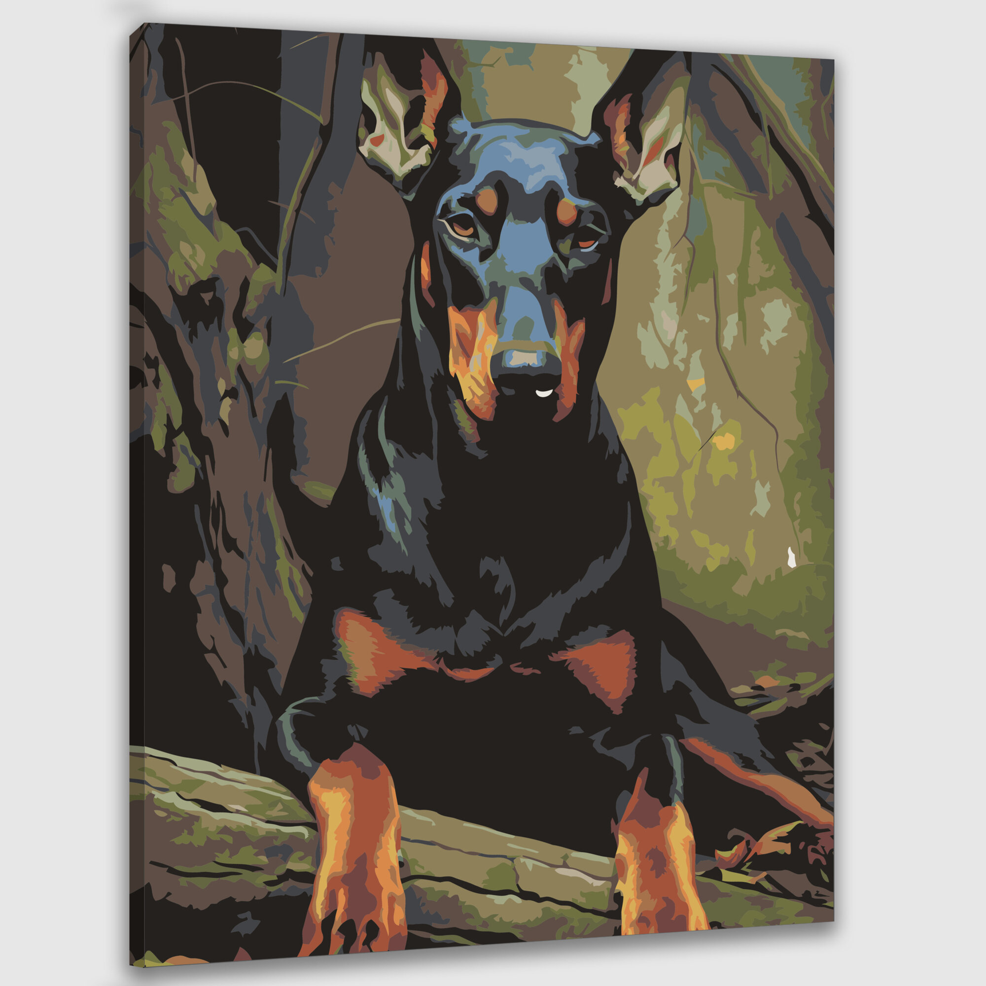 Картина по номерам 40x50 см, картина маслом, доберман, выразительные глаза, карий цвет, блеск шерсти