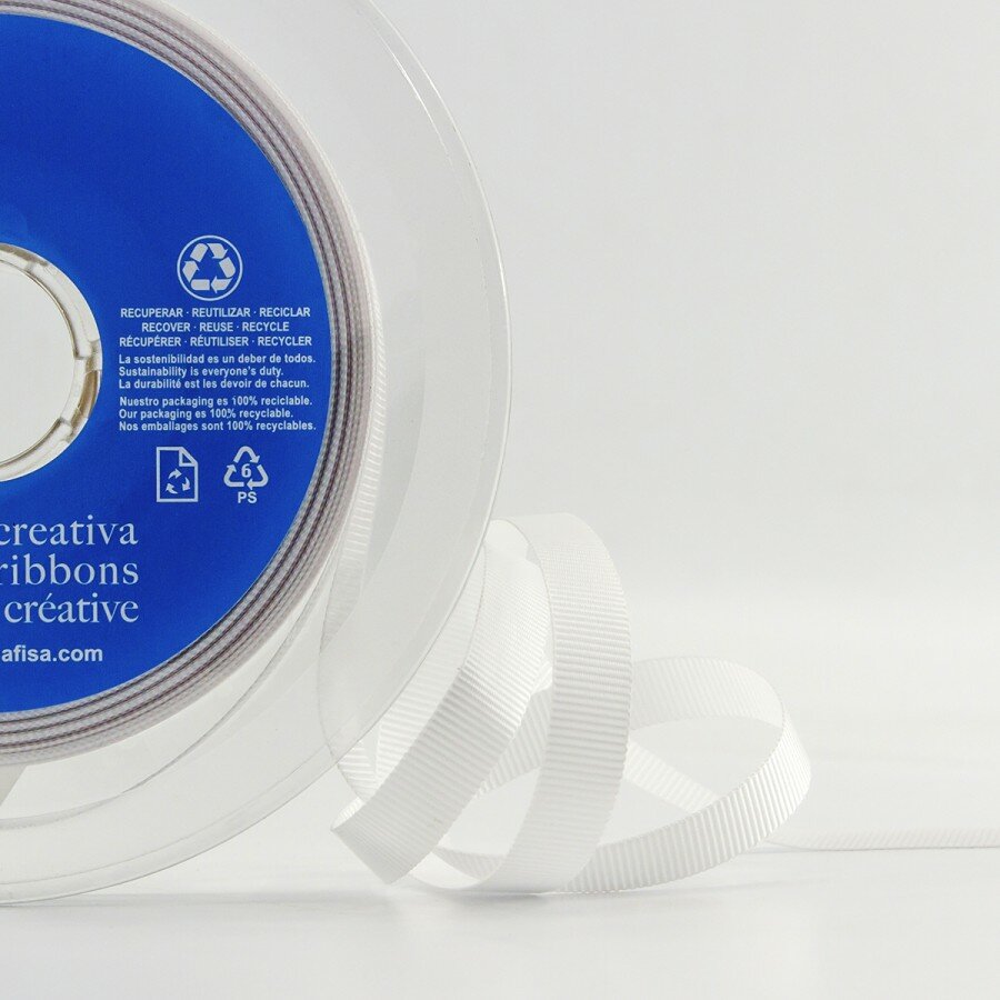 Лента репсовая SAFISA, 10 мм, 25 м, цвет 02 белый