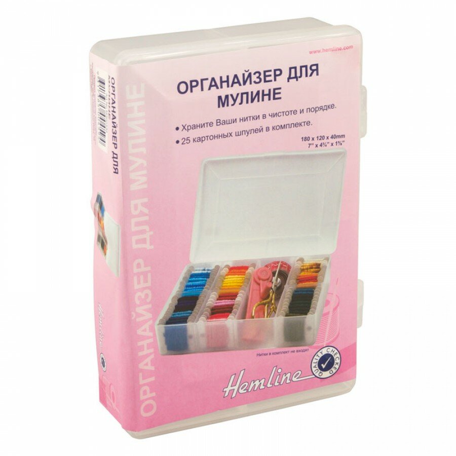 Органайзер для хранения нитей мулине, 18,5 х 13 х 4,5 см 18,5 х 13 х 4,5 см белый матовый HEMLINE M3003. M