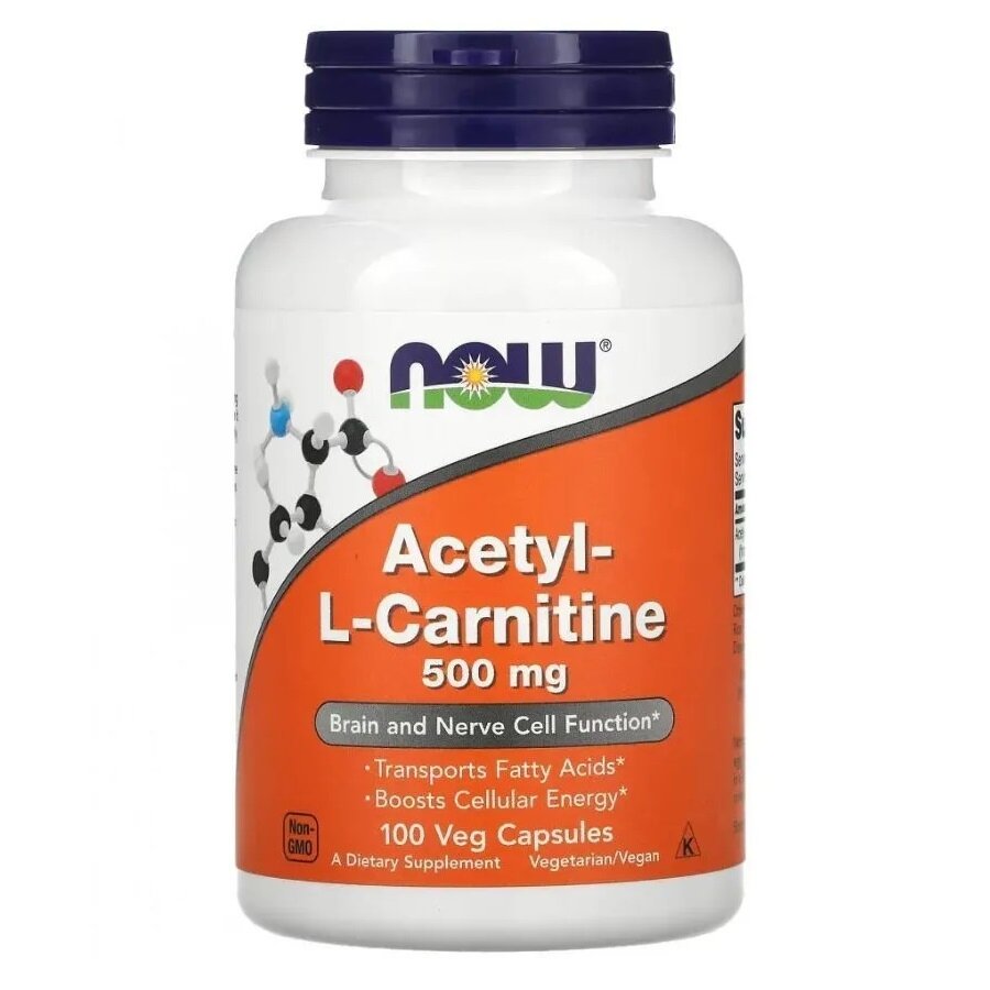 Ацетил-L-карнитин Acetyl-L-Carnitine 500 мг 100 капс (NOW)