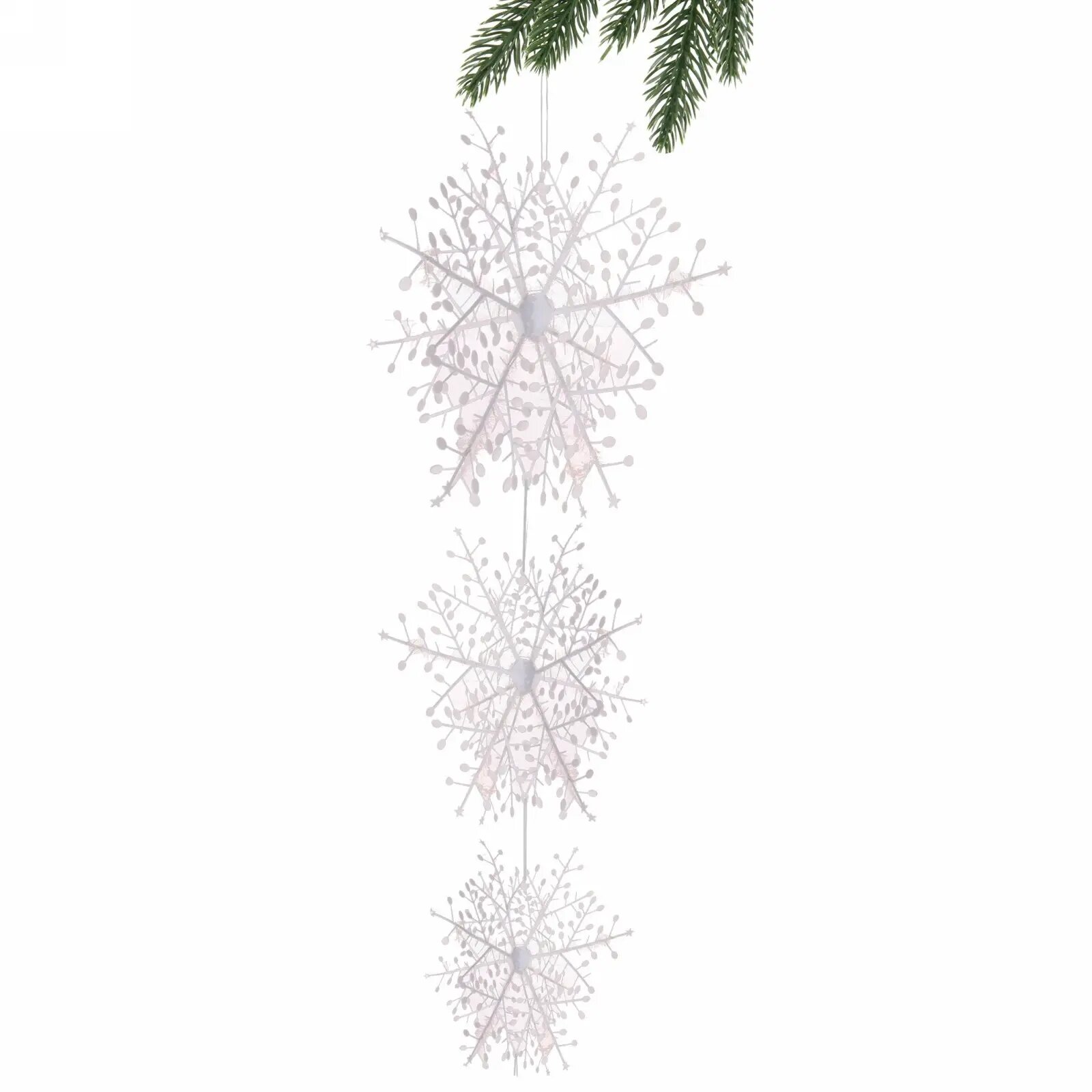 Новогоднее украшение «Снежинки ажурные» d32*d24*d16 см, белое, легкое, для декора