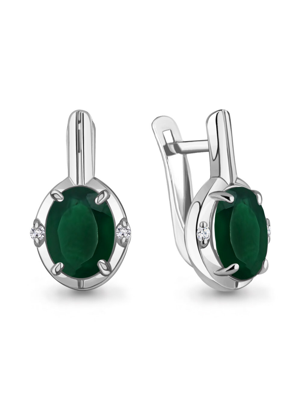 Серьги, серебро, 925 проба, фианит, агат