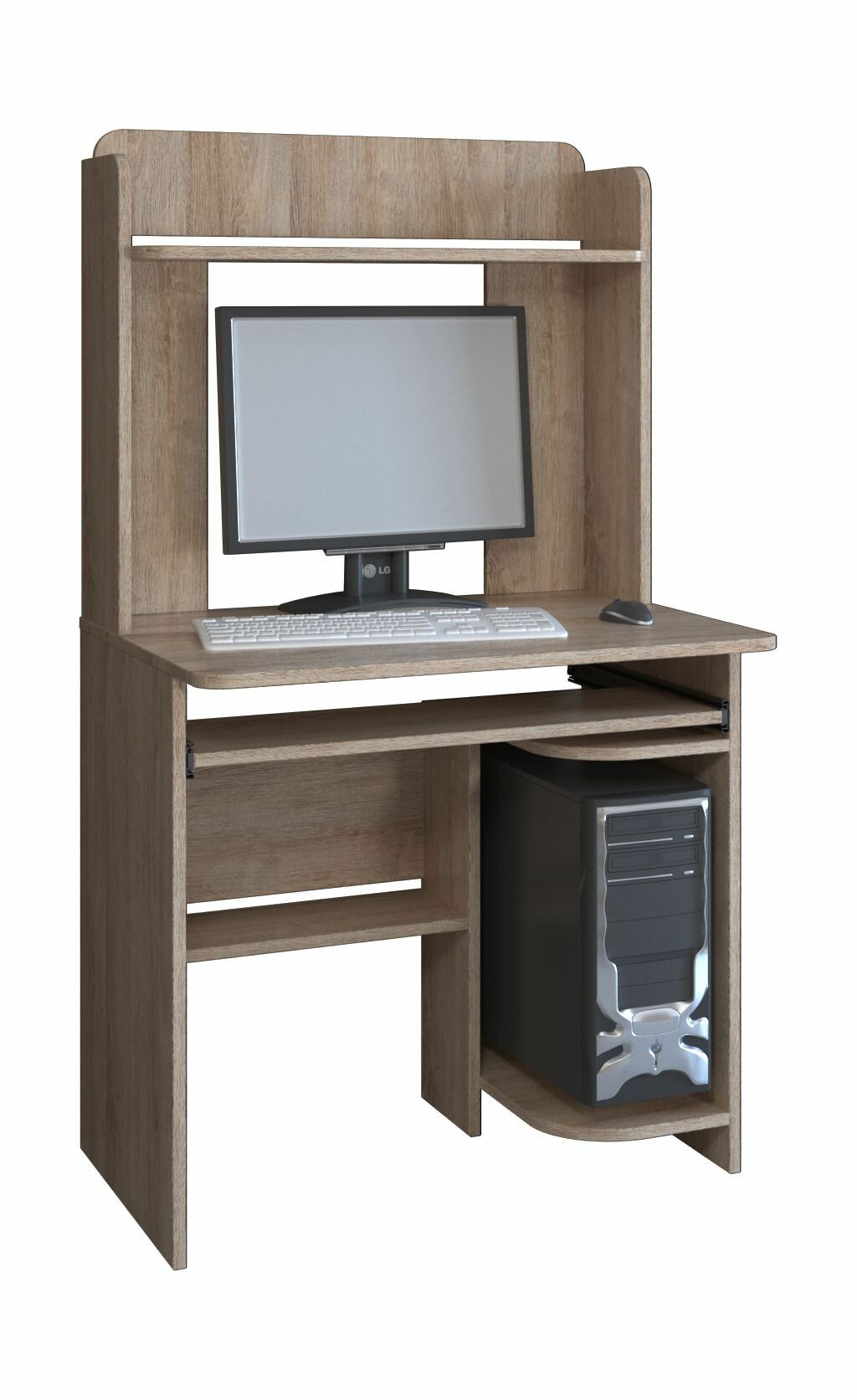 Компьютерный стол КЛ №5.5 Дуб баррик ширина 80 см ЛДСП с полками для спальни для детской