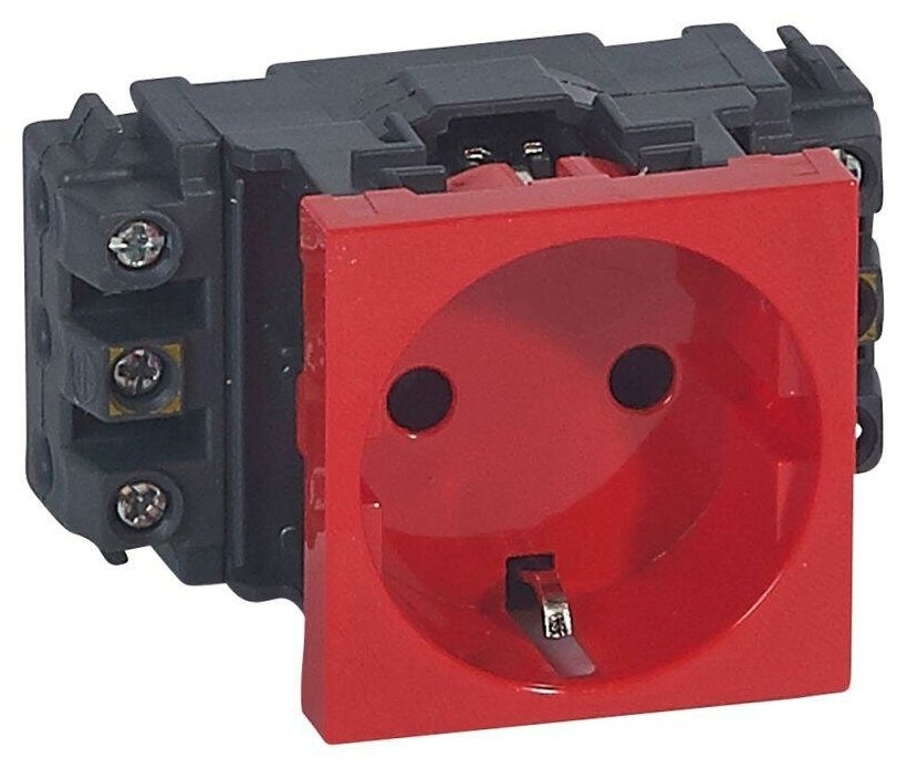 Розетка Legrand Mosaic 2К+З для кабель-каналов DLP винтовой зажим 2М, красный 077611